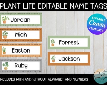 Grow Together Printable & Editable Labels and Name Tags, Student Desk ...