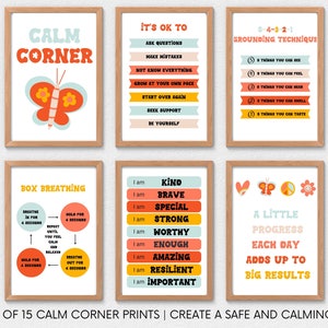 Calming Corner Classroom Printables, Groovy Retro Canva Classroom Decor ...