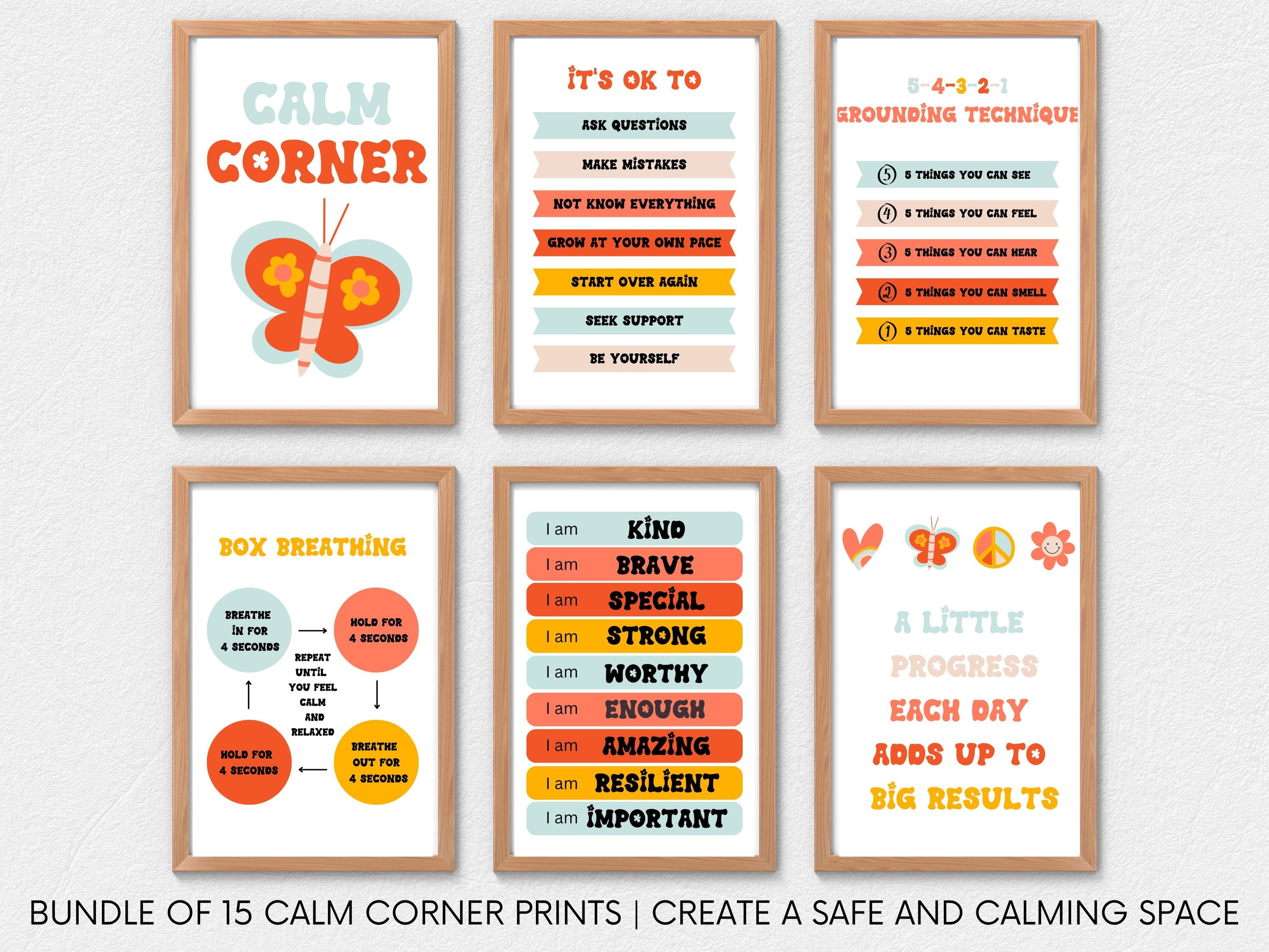 Calming Corner Classroom Printables, Groovy Retro Canva Classroom Decor ...