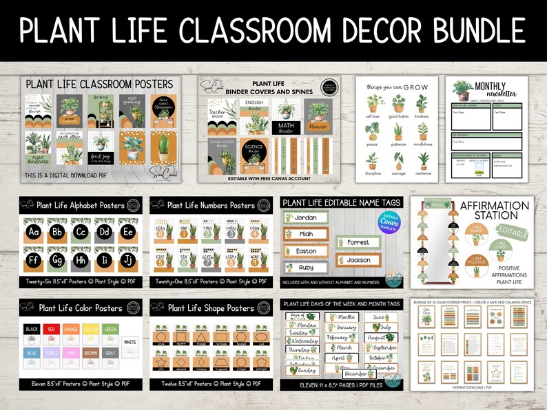 Boho Plants Classroom Decor Bundle Rustic Modern Boho Decor - Etsy