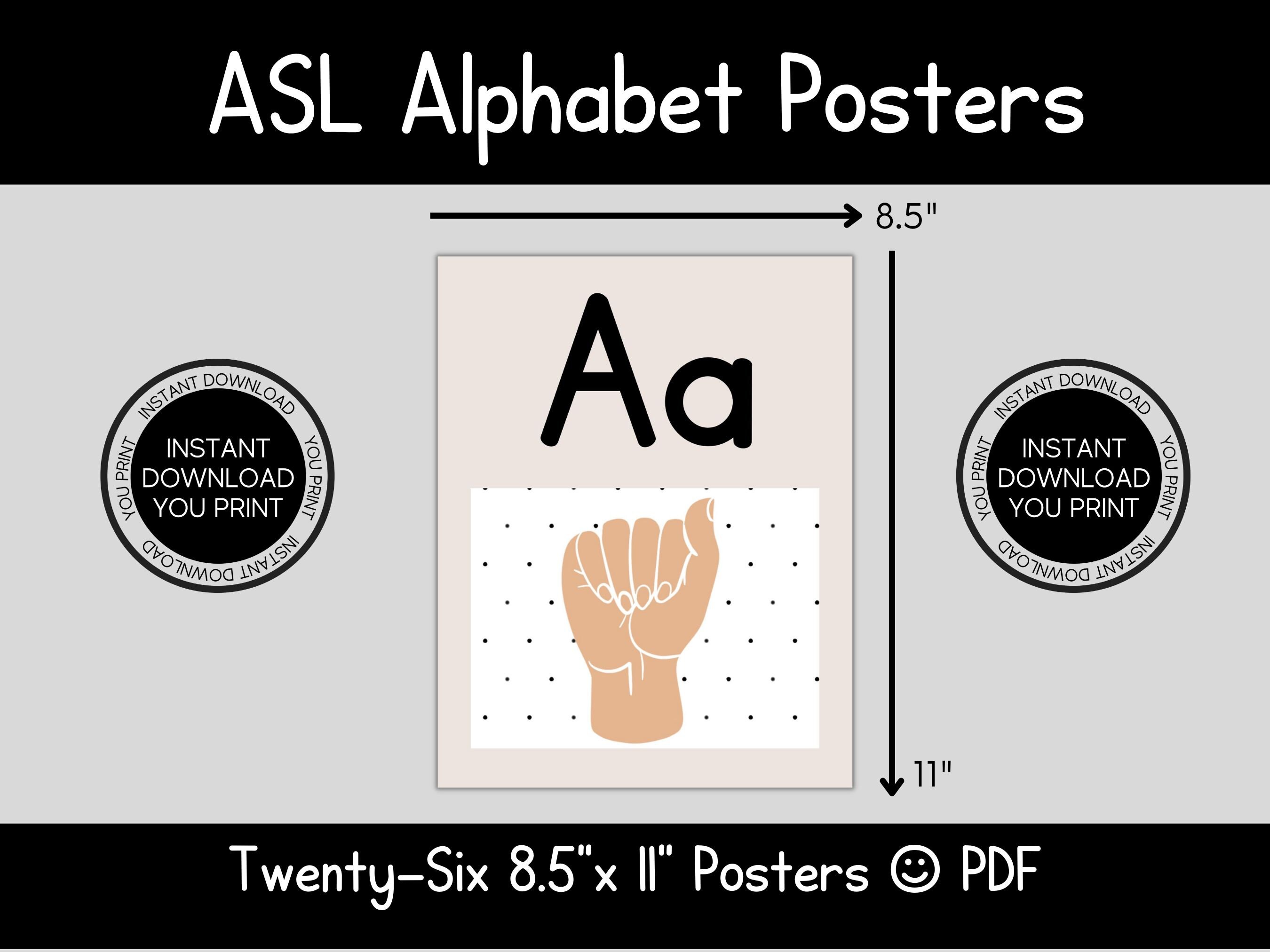 ASL American Sign Language Alphabet Posters | BOHO Dotted | Neutral ...