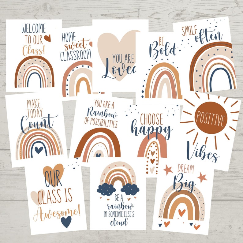 Boho Rainbow Posters, Boho Rainbow Classroom Posters, Boho Rainbow ...