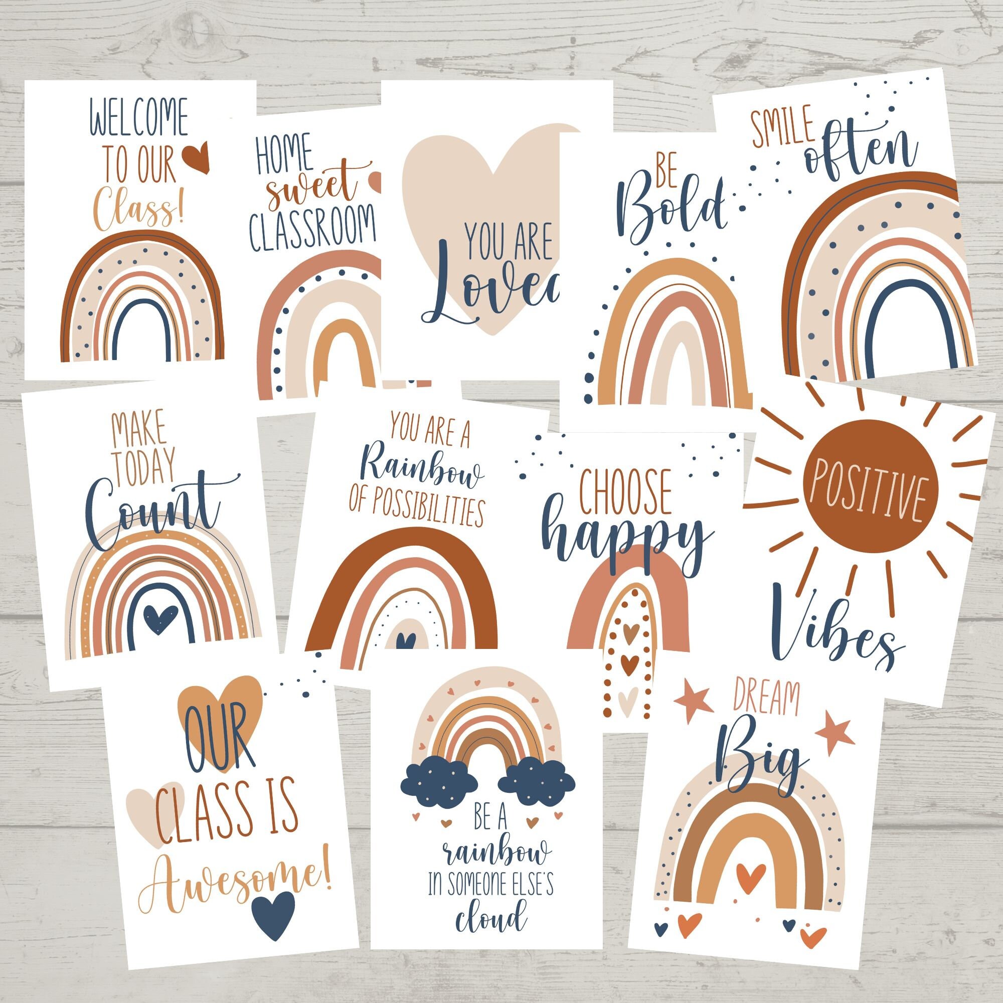 Boho Rainbow Posters, Boho Rainbow Classroom Posters, Boho Rainbow ...