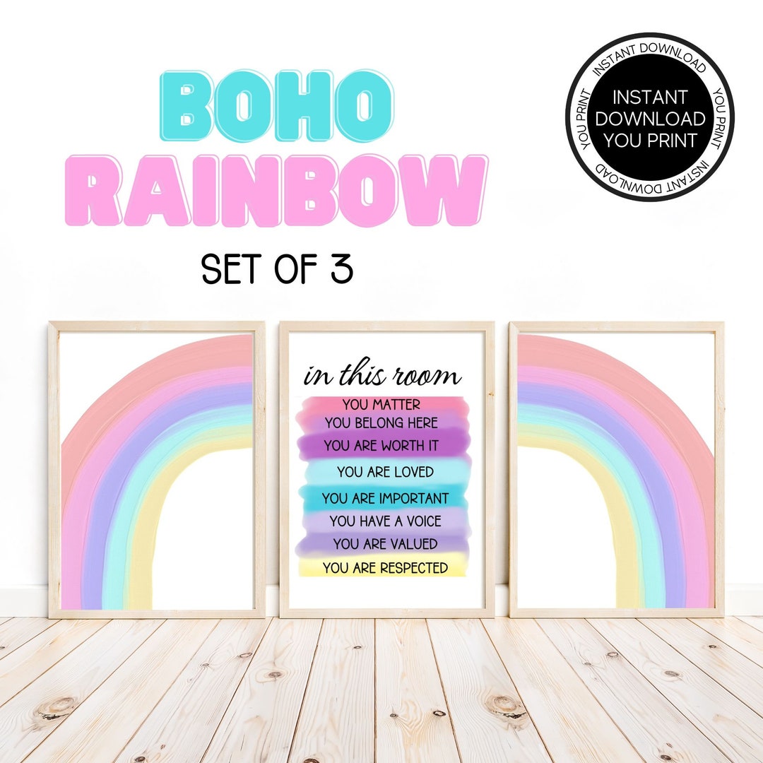 Affirmations for Kids, Rainbow Affirmations Print, You Matter, You Are ...