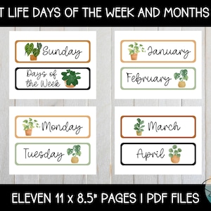 Plant Life Days and Months Display, Days of the Week Display, Months of ...