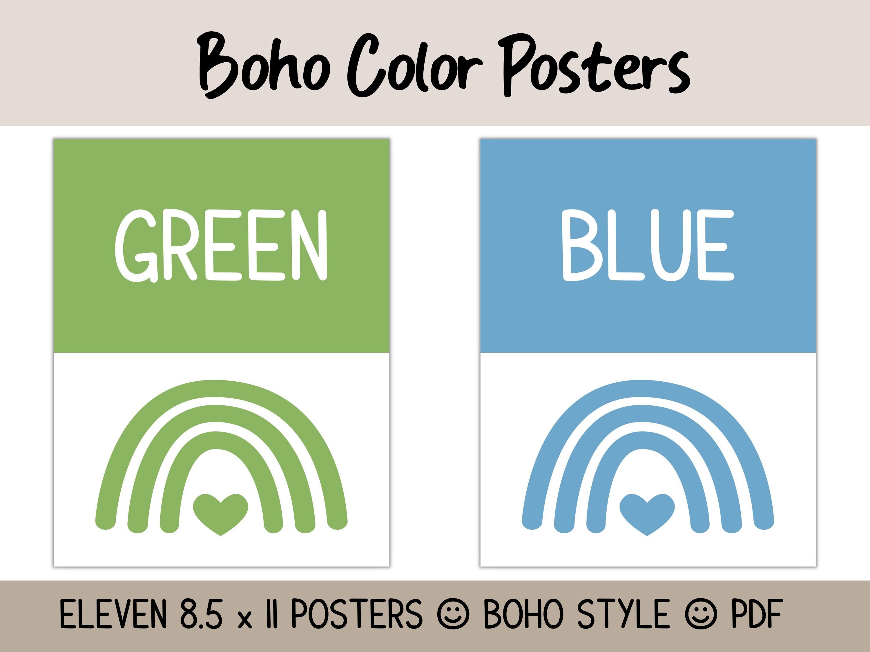 Boho Rainbow Color Posters - Classroom Decor - Preschool Decor - Boho ...