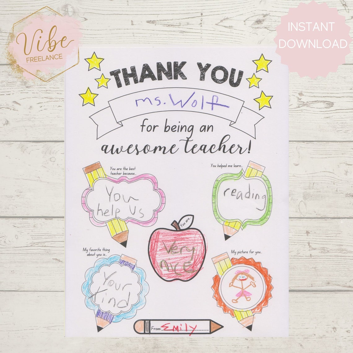 Teacher Appreciation Week Printable Teacher Thank You - Etsy