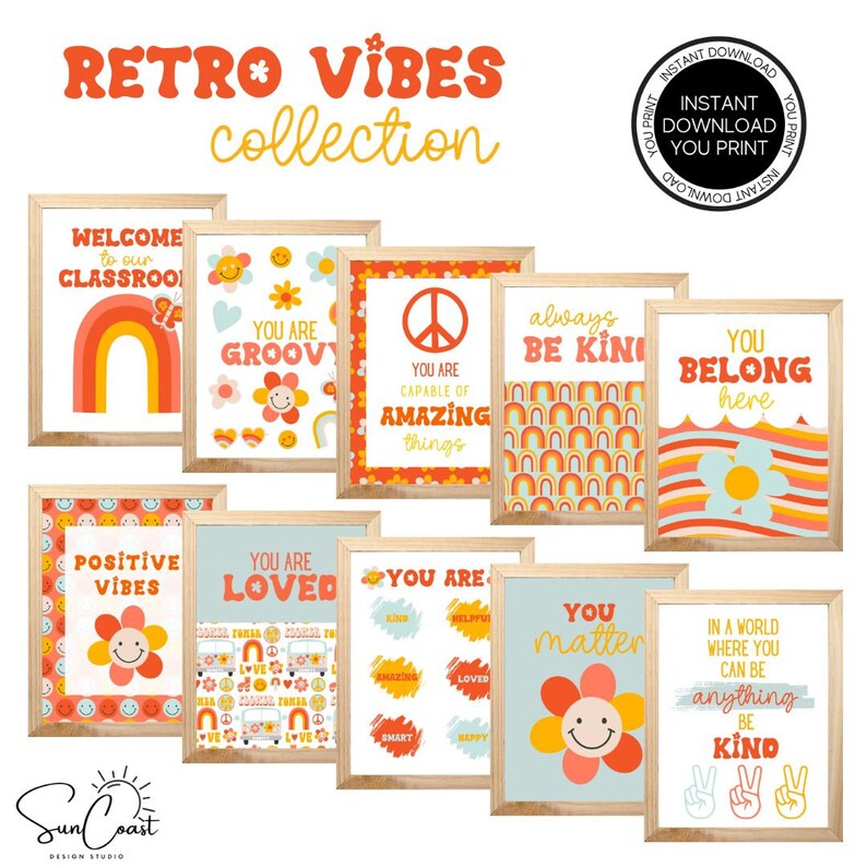 Retro Vibes Classroom Posters, Retro Classroom Decorations, Groovy Boho ...
