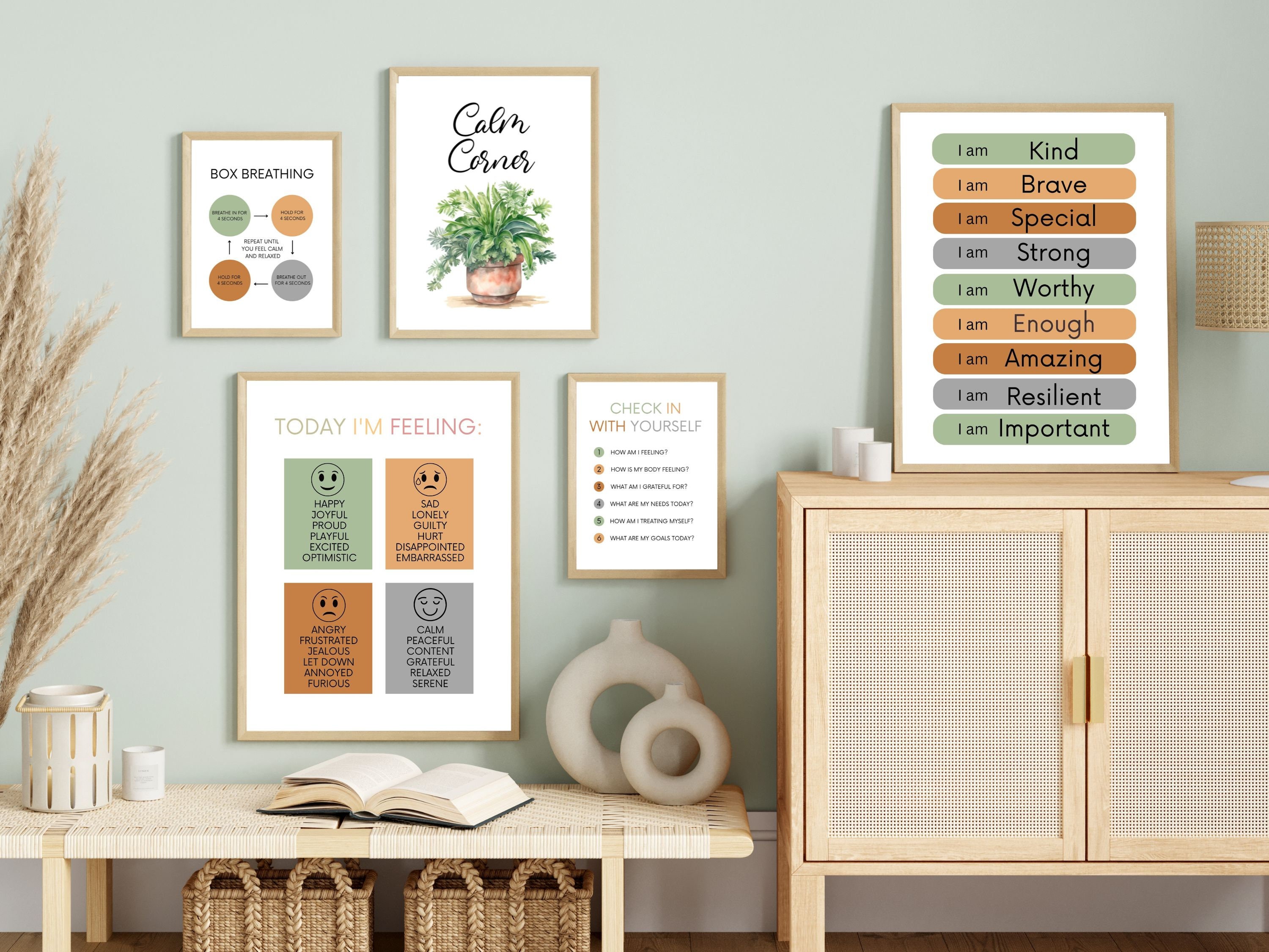Calm Down Corner Kit, Set of 15 Posters, Montessori Playroom, Plant ...