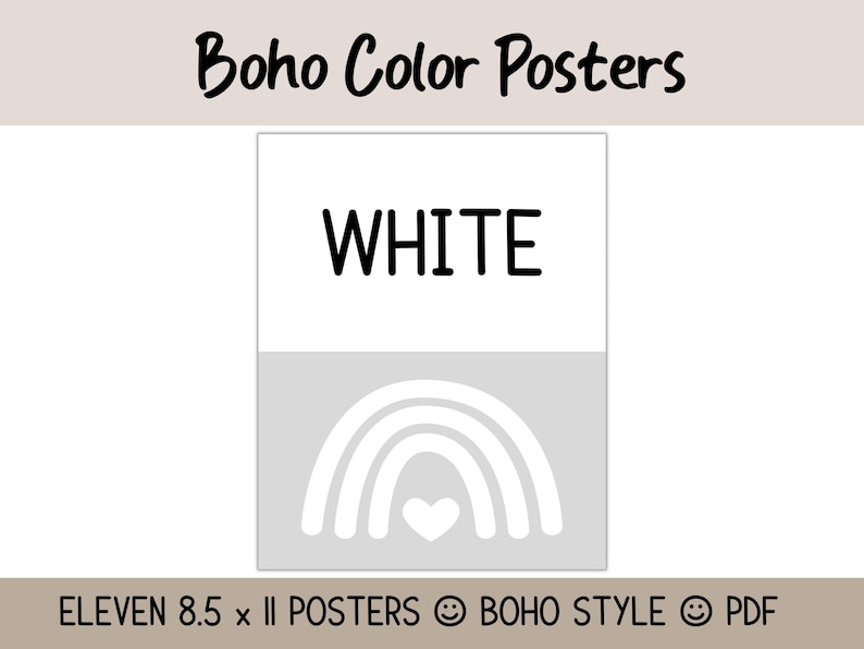 Boho Rainbow Color Posters Classroom Decor Preschool Decor - Etsy