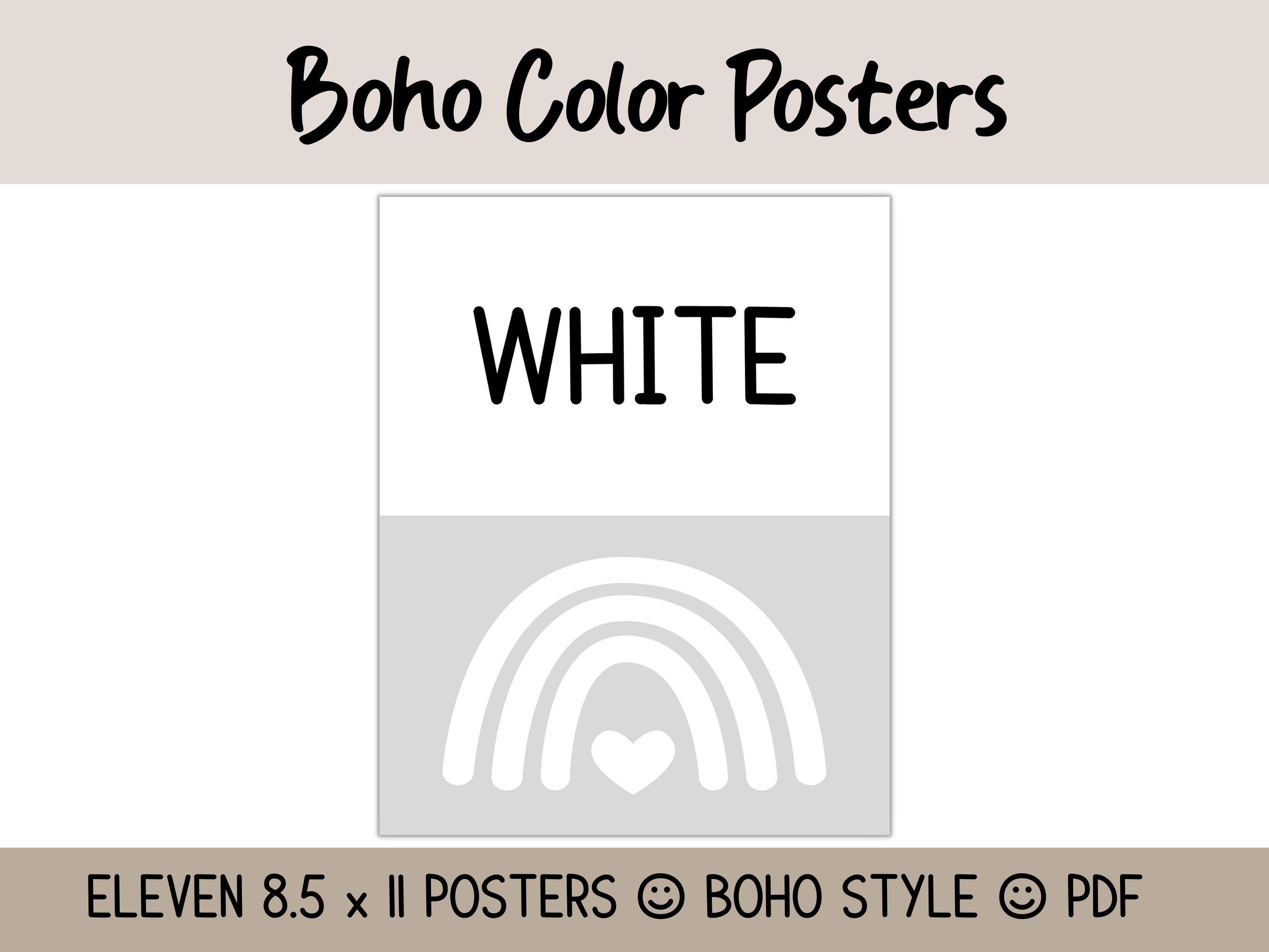 Boho Rainbow Color Posters - Classroom Decor - Preschool Decor - Boho ...