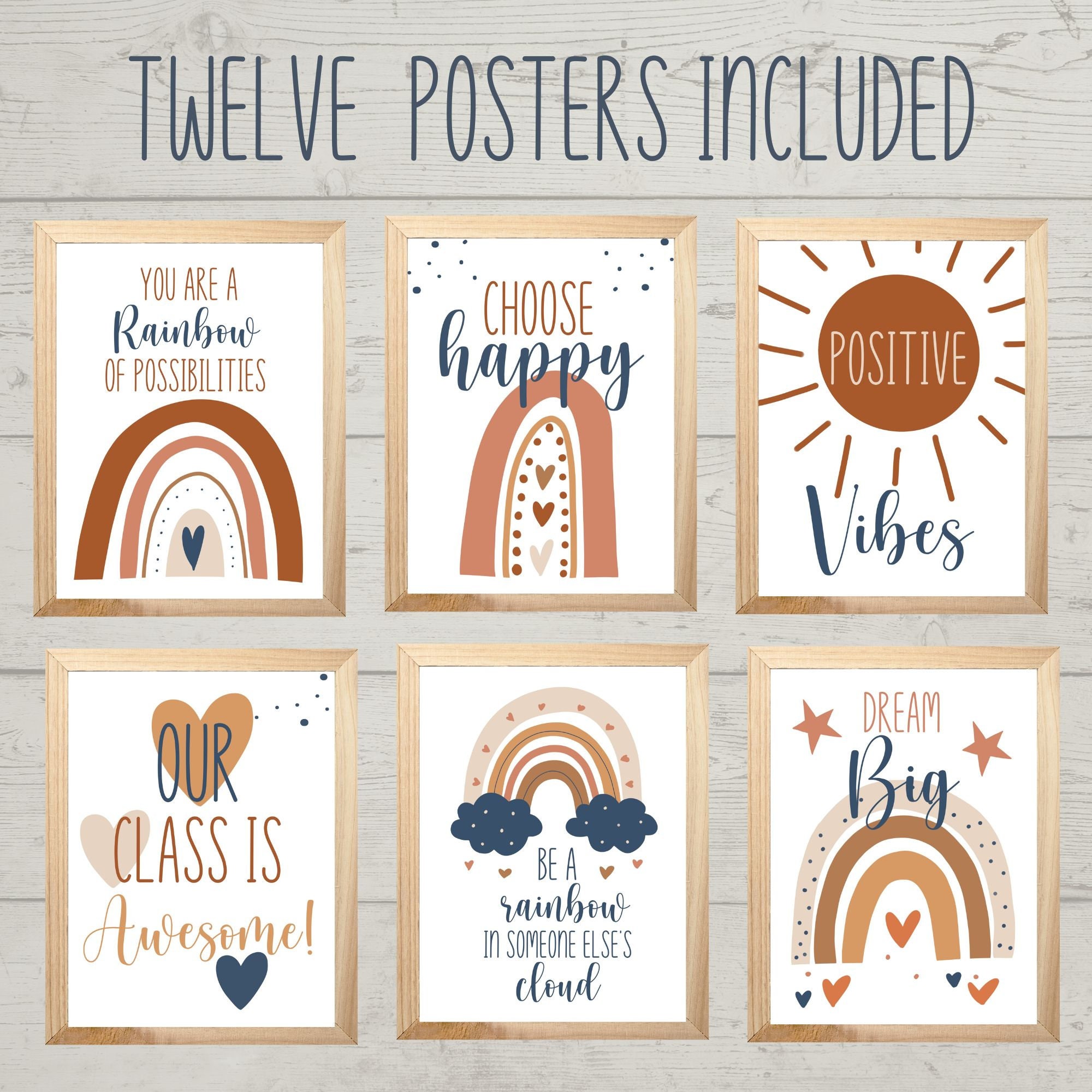 Boho Rainbow Posters, Boho Rainbow Classroom Posters, Boho Rainbow ...