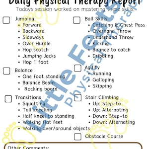 PT OT Daily Therapy Log Sheets School-based Physical Therapy ...