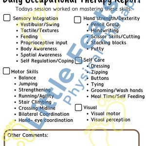 PT OT Daily Therapy Log Sheets School-based Physical Therapy ...