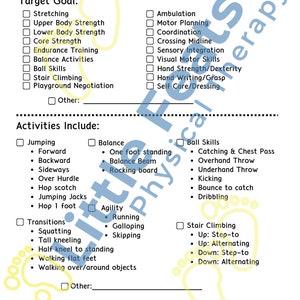 PT OT Daily Therapy Log Sheets School-based Physical Therapy ...