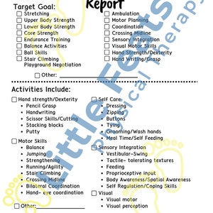 PT OT Daily Therapy Log Sheets School-based Physical Therapy ...
