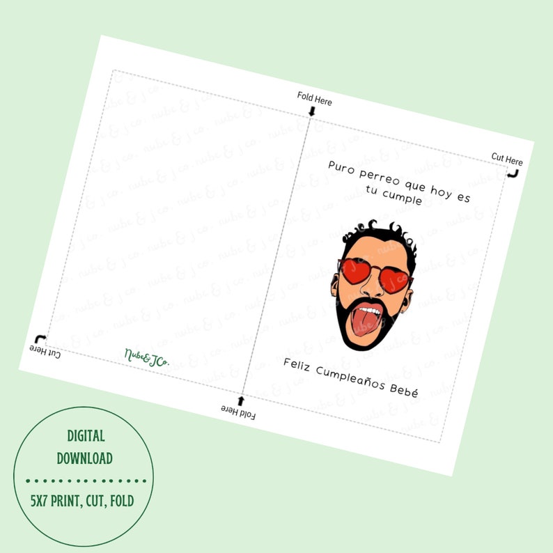 Bad Bunny Birthday Card Printable Birthday Card Friend Etsy Espa a