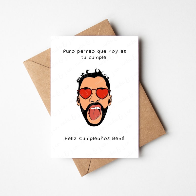 Bad Bunny Birthday Card Printable Birthday Card Friend Etsy Espa a