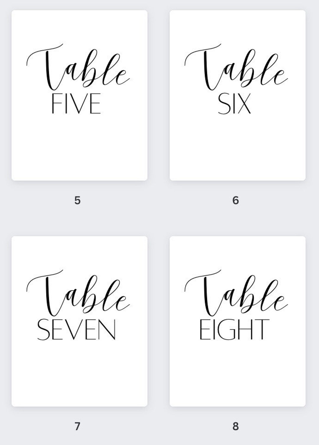 DIGITAL DOWNLOAD - Wedding Table Numbers, 12 Table Numbers, Minimal ...