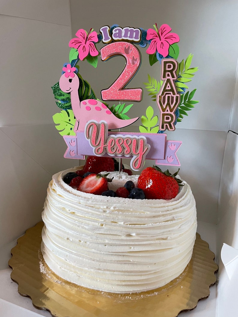 Pink Dinosaur Cake Topper - Etsy
