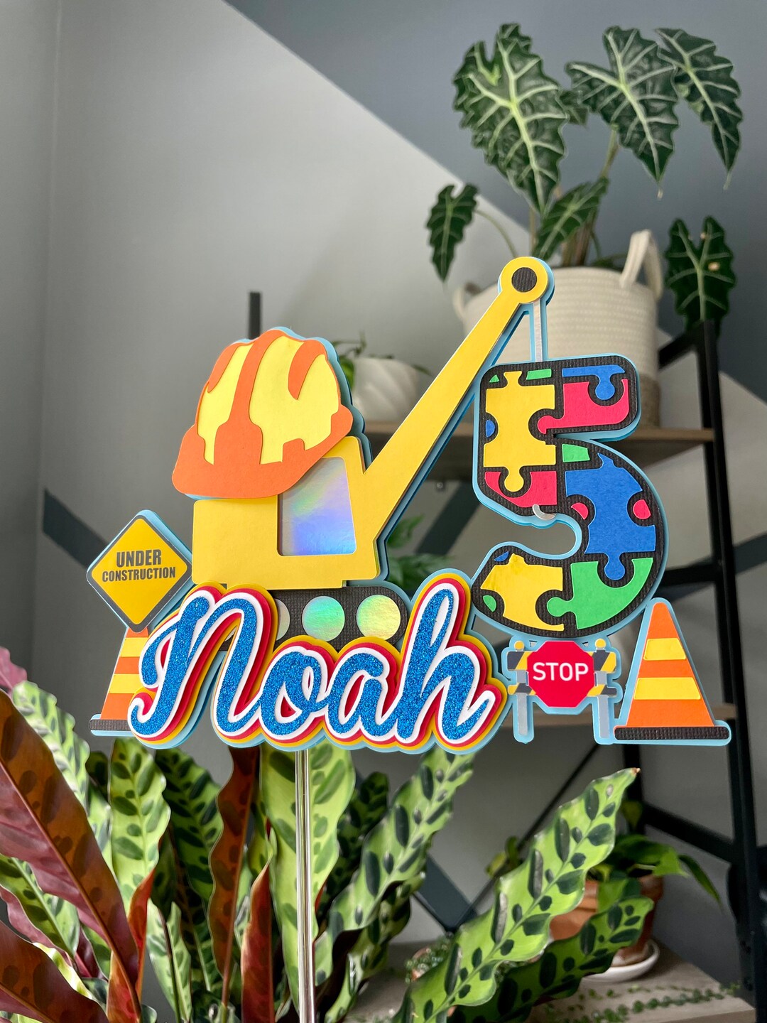 Autism Construction Cake Topper - Etsy