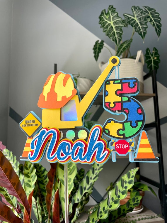 Autism Construction Cake Topper - Etsy