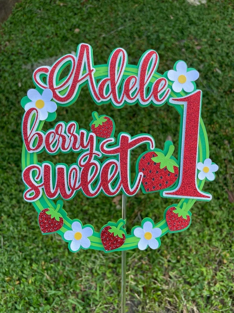 Strawberry Cake Topper - Etsy