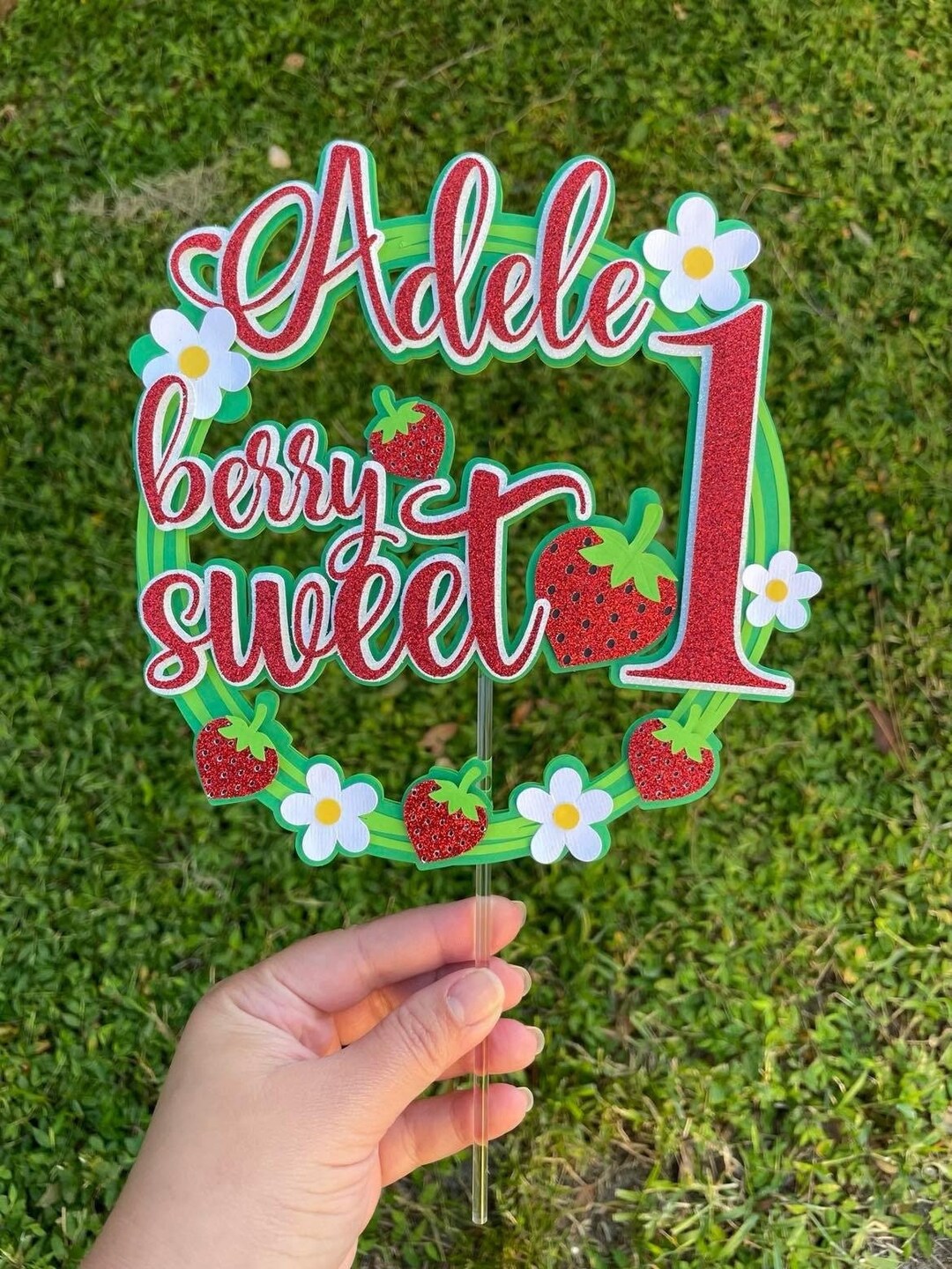 Strawberry Cake Topper - Etsy