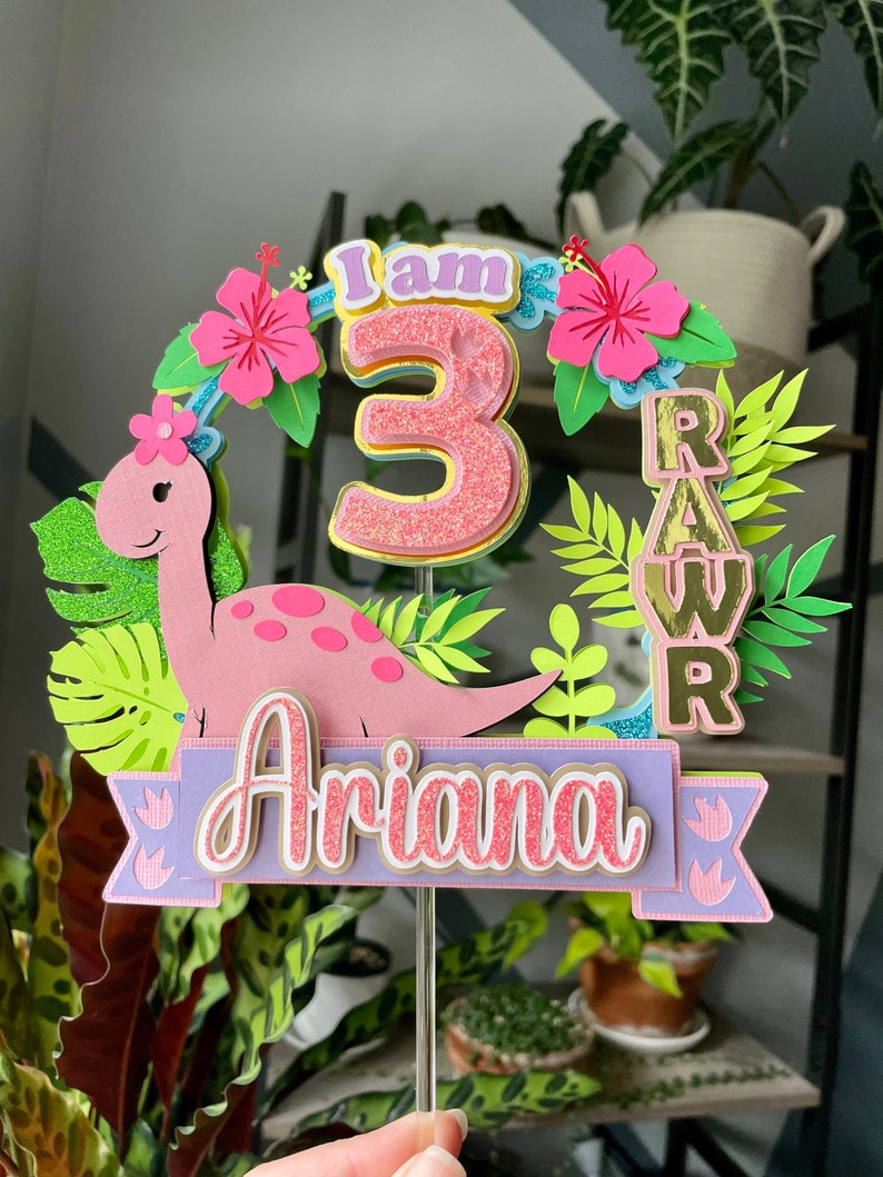 Pink Dinosaur Cake Topper - Etsy
