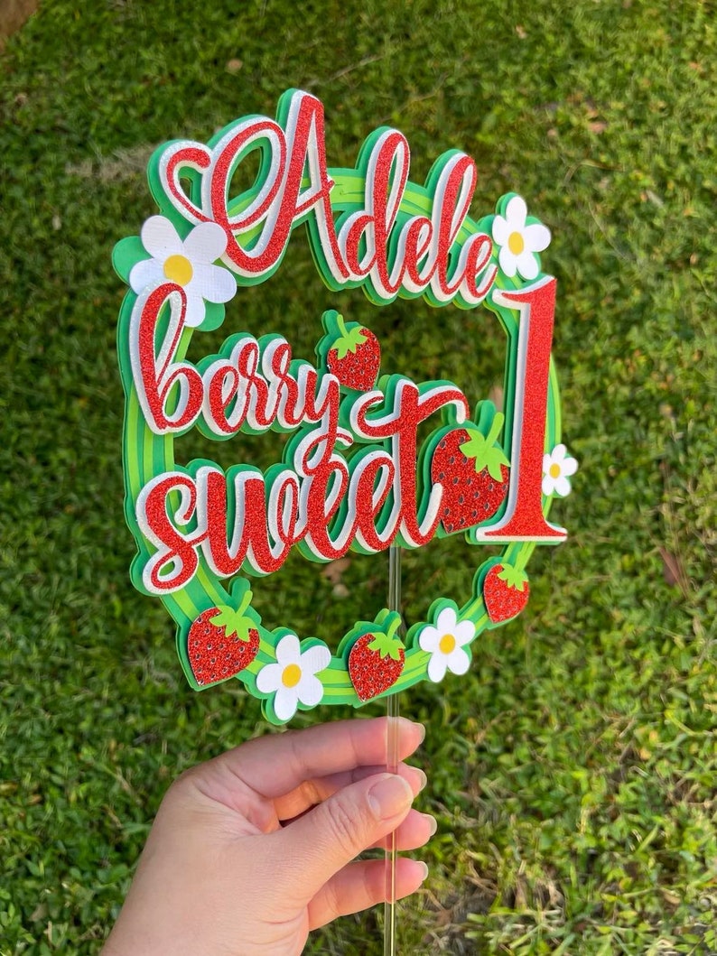 Strawberry Cake Topper - Etsy