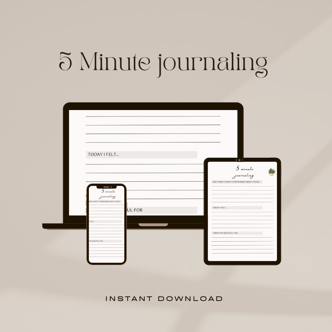 5 Minute Journal, Instant Download, Printable Planner, Daily Journal ...