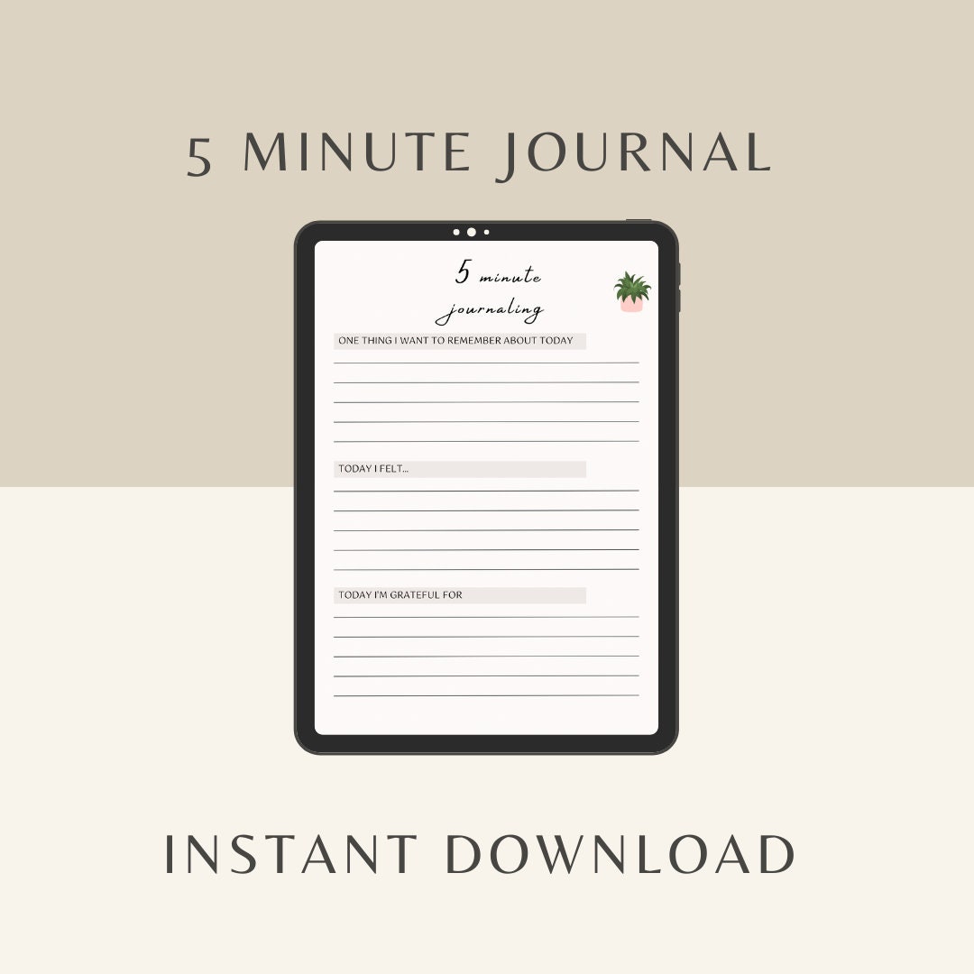 5 Minute Journal, Instant Download, Printable Planner, Daily Journal ...