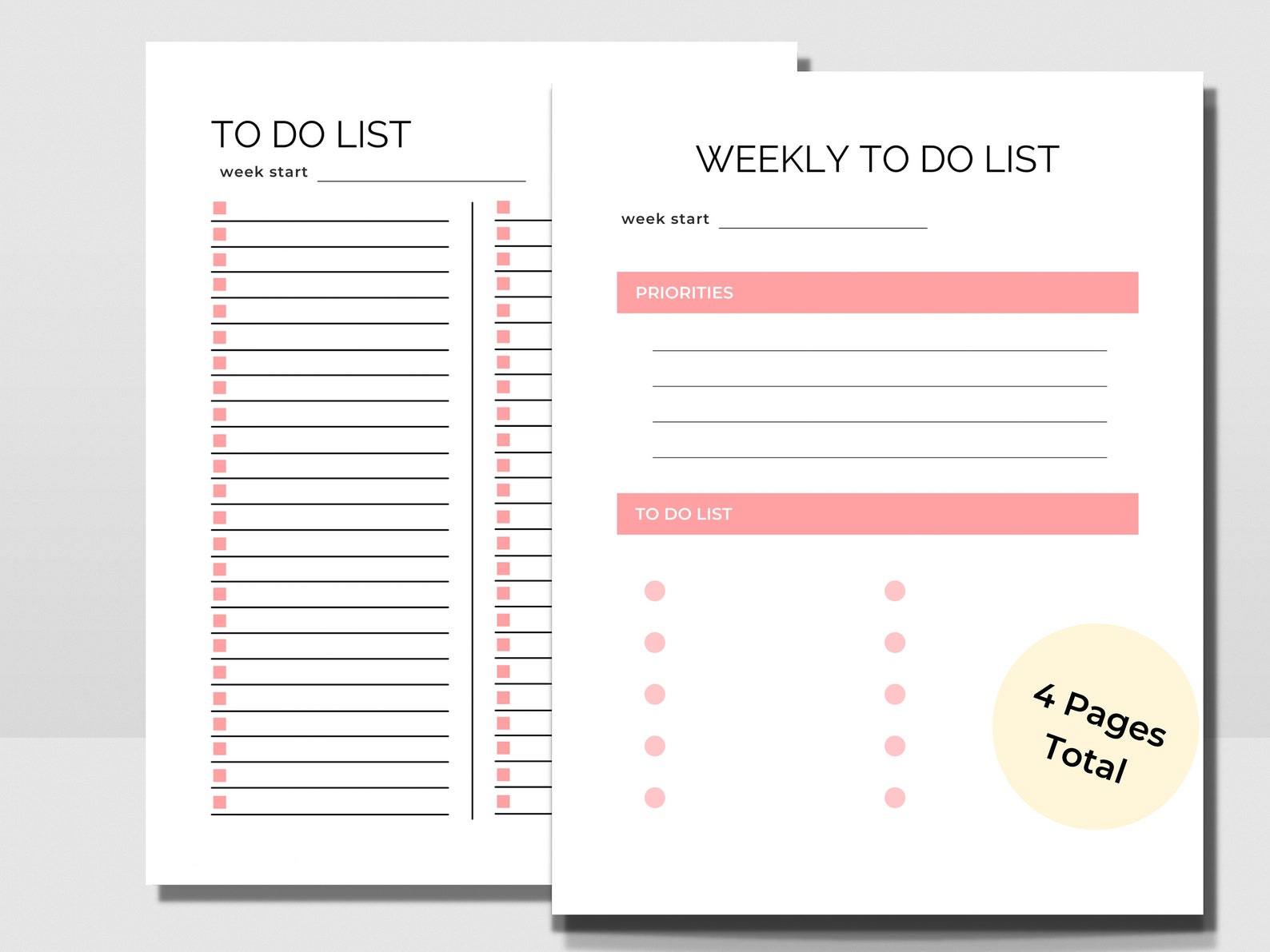 Weekly Planner Printable. Weekly to Do List Style. Use It as a Simple ...