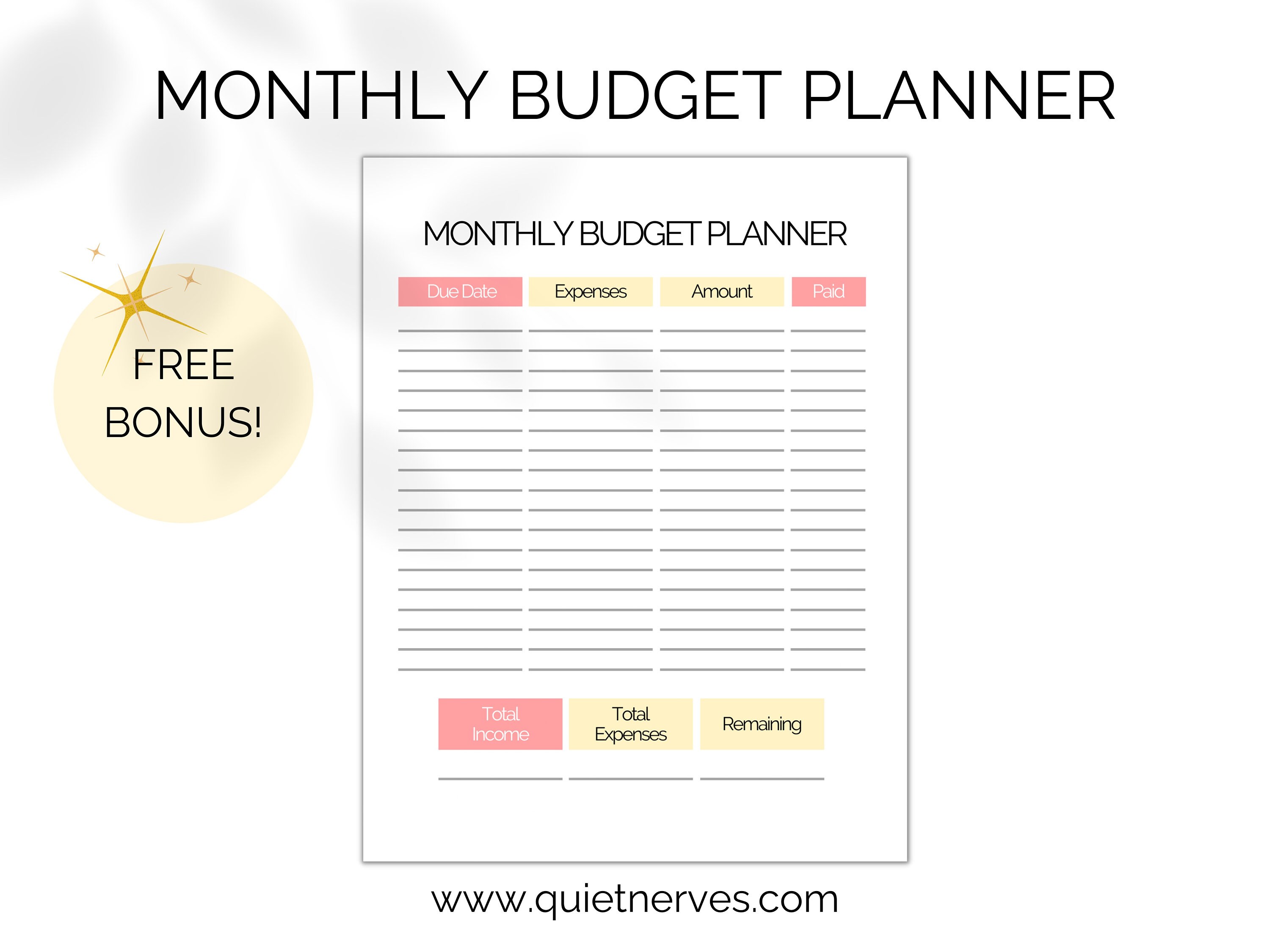 Monthly Overview Planner Printable. Month on One Page PDF. Has a Blank ...