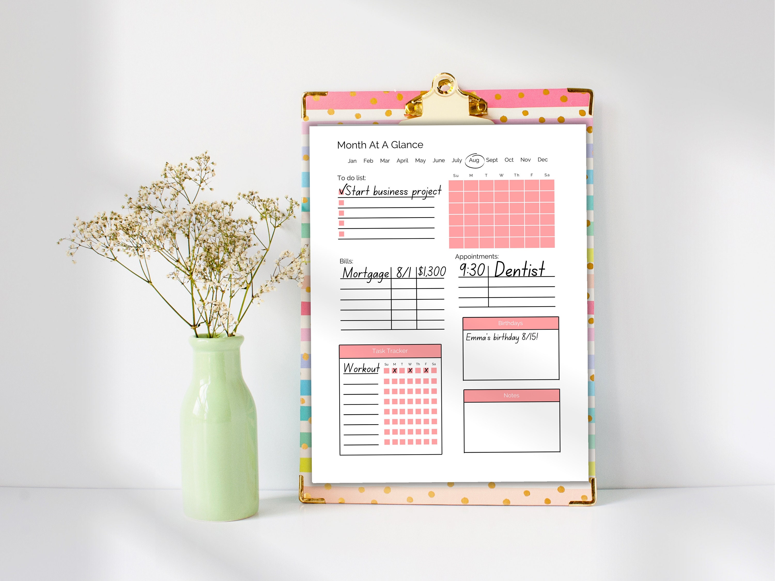 Month at a Glance Planner Printable. Undated. PDF Includes a to Do List ...
