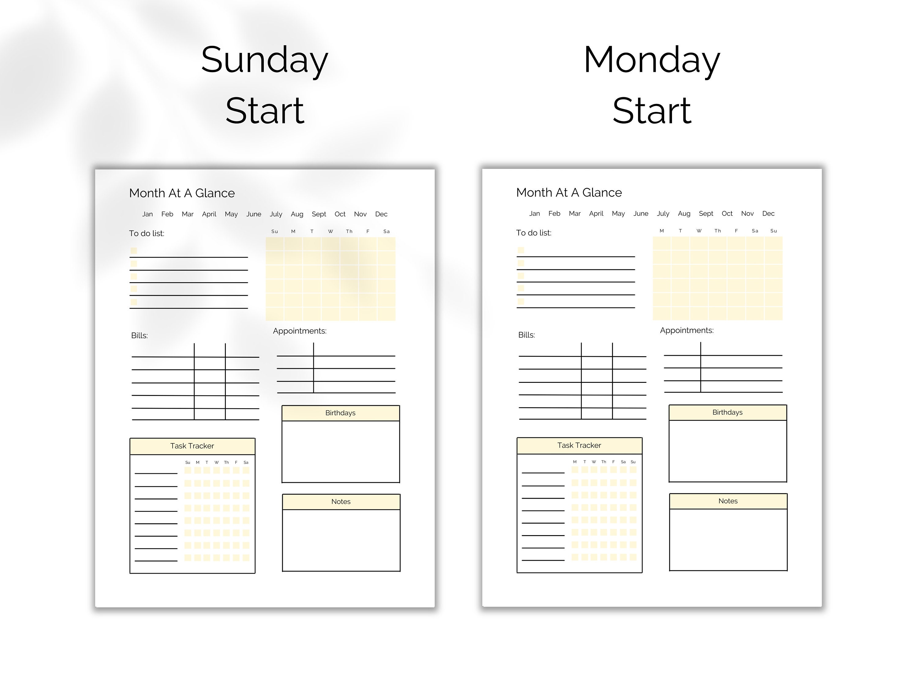 Month at a Glance Planner Printable. Undated. PDF Includes a to Do List ...