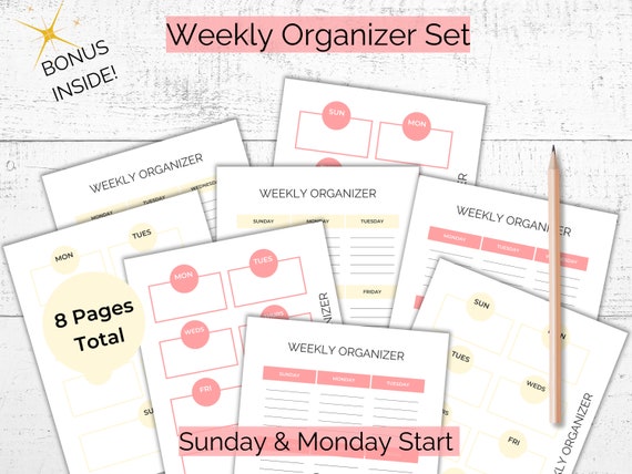 Weekly Planner Printable. Weekly Organizer Style. Undated. | Etsy