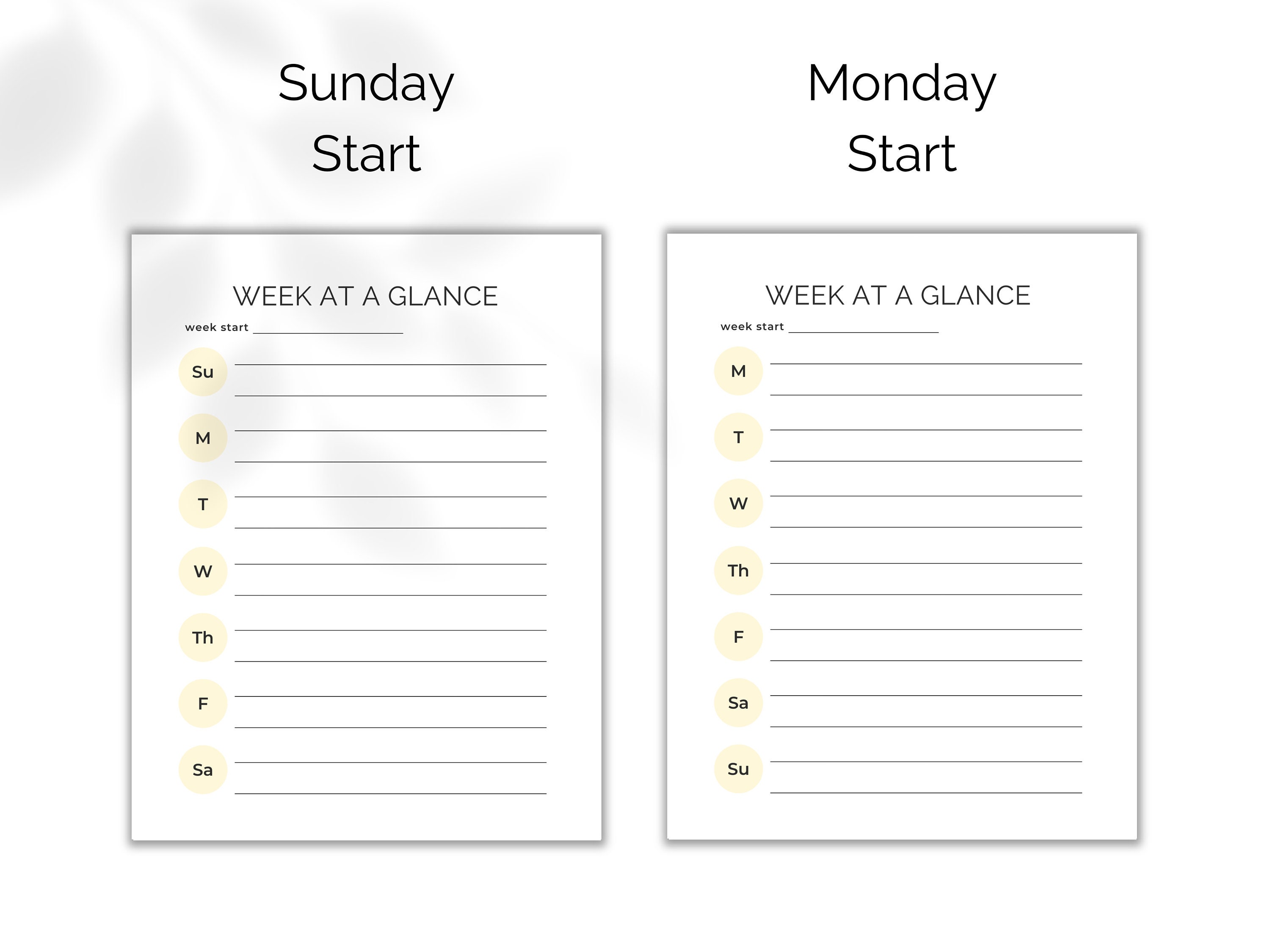 Weekly Planner Printable. Week at a Glance Style. Use It to Plot Out ...