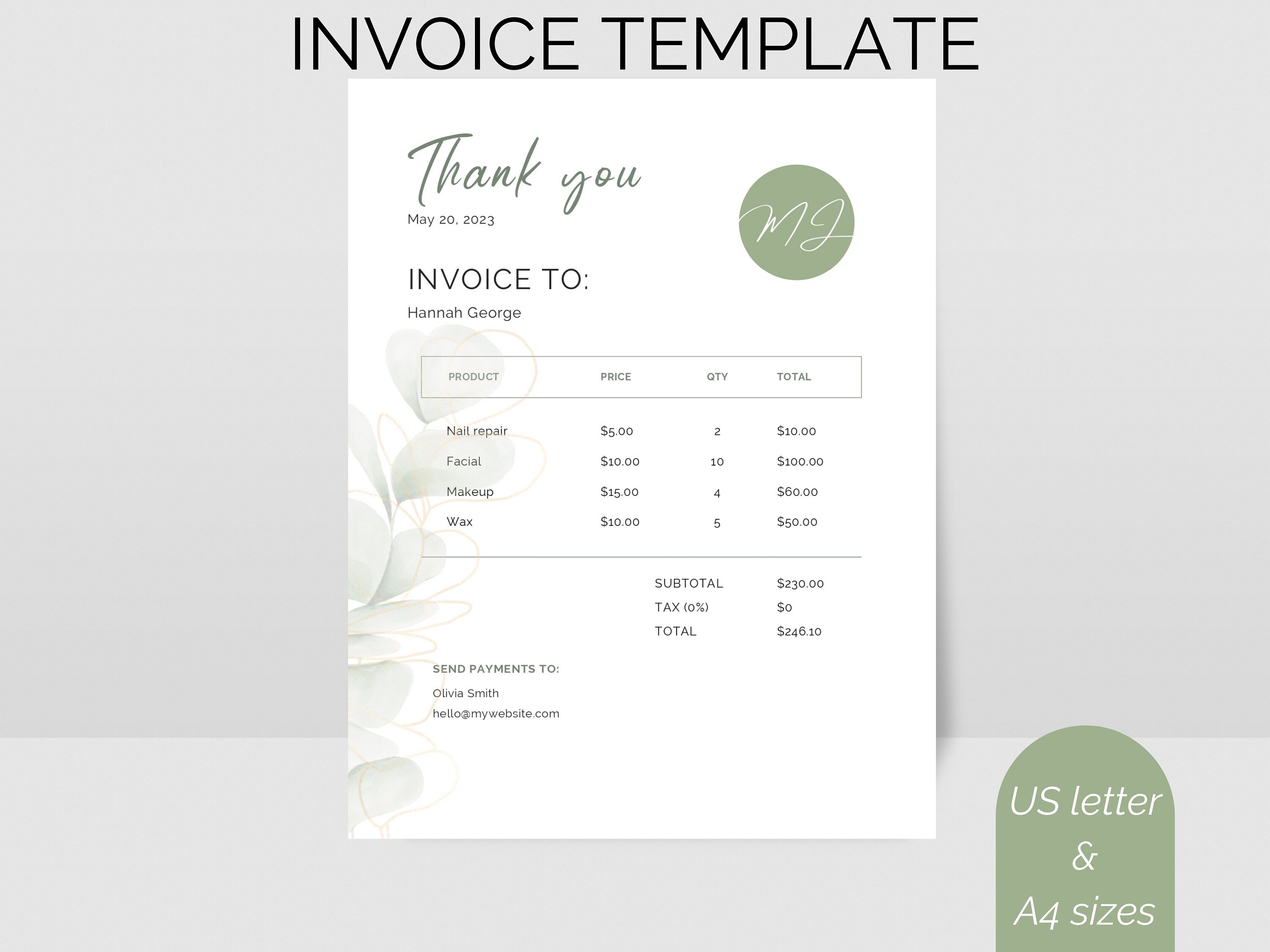 Invoice With Logo. Invoice Template for Small Business. Small Business ...