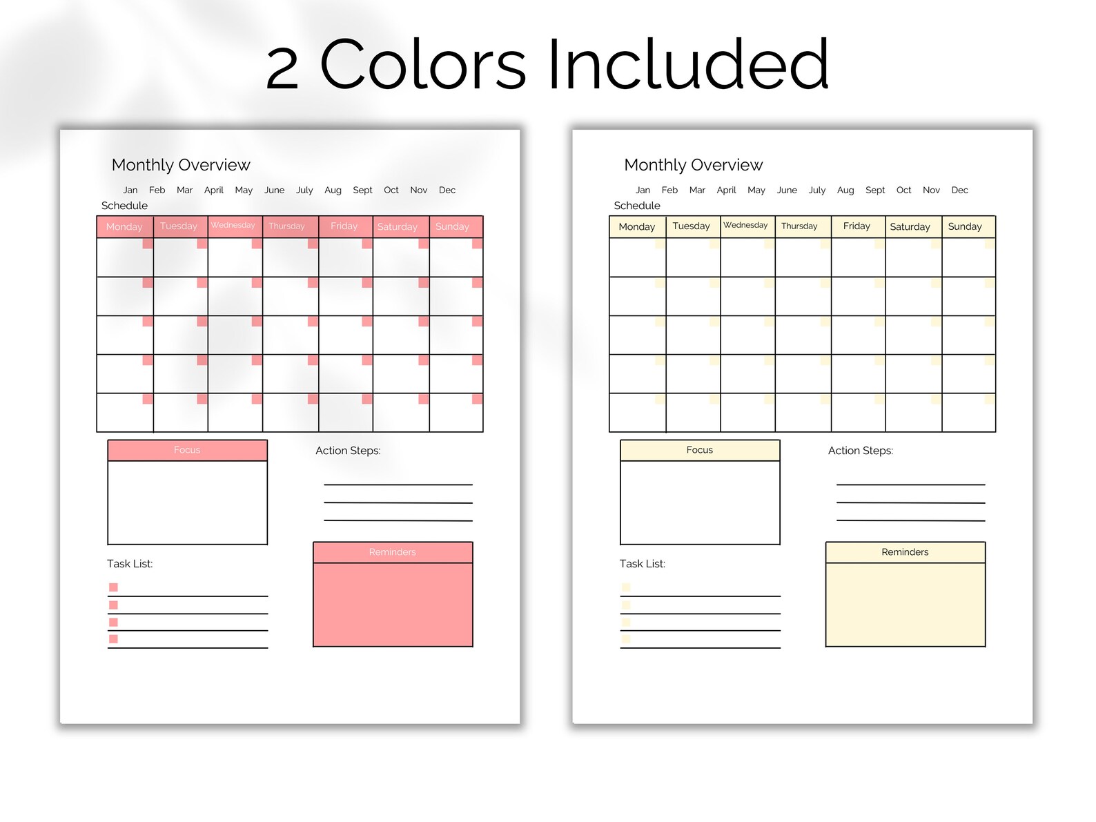 Monthly Overview Planner Printable. Month on One Page PDF. Has a Blank ...