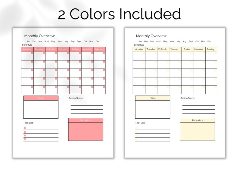 Monthly Overview Planner Printable. Month on One Page PDF. Has a Blank ...