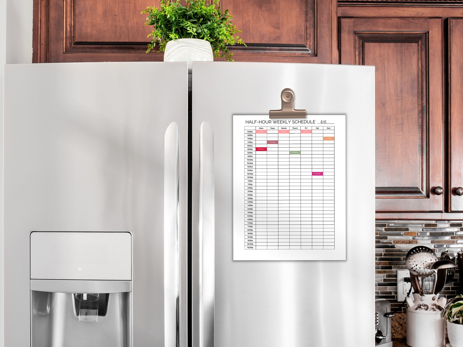 Half Hour Weekly Planner. Block Style Schedule Included. Plot Out Your ...