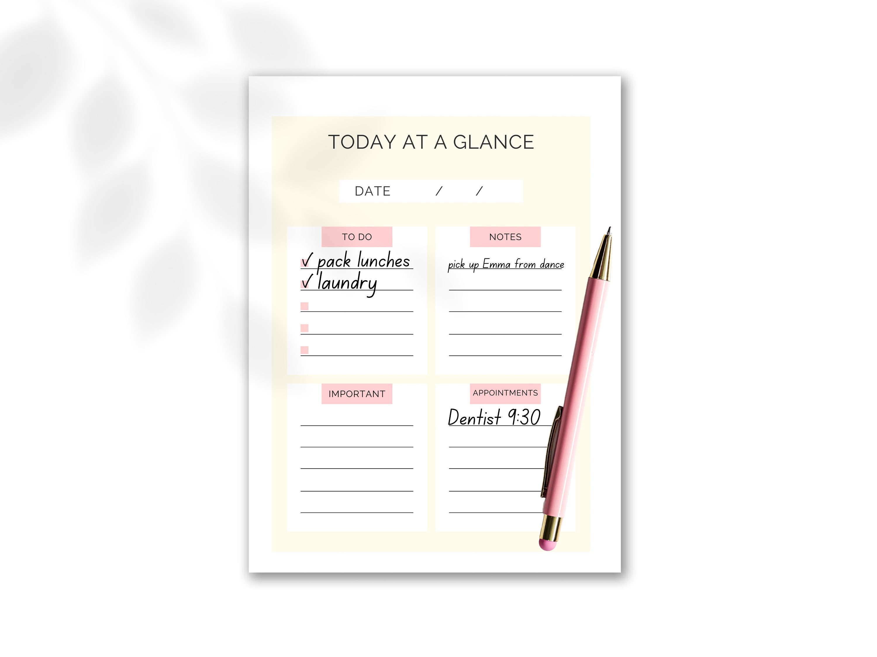 Daily Planner Printable at A Glance. PDF Includes a to Do List. Keep ...