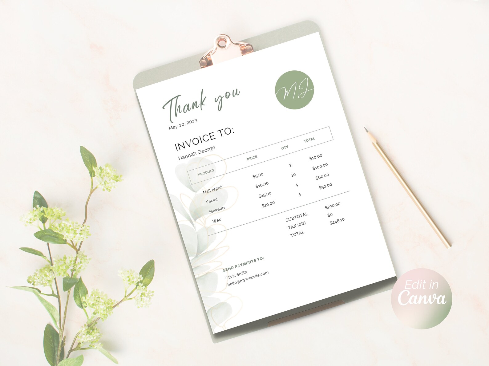 Invoice With Logo. Invoice Template for Small Business. Small - Etsy