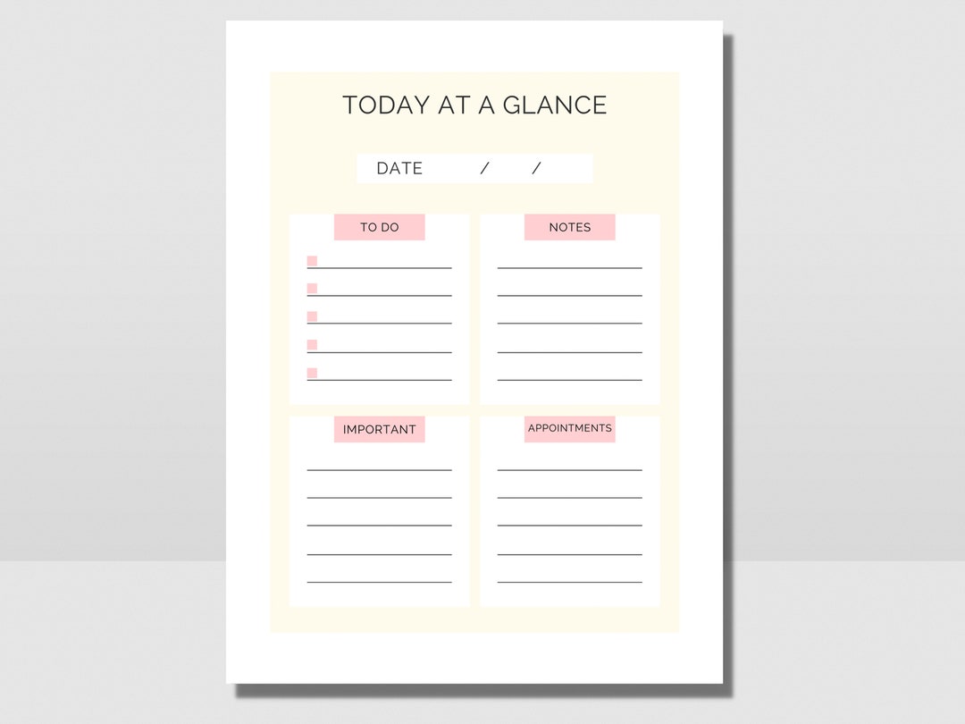 Daily Planner Printable at A Glance. PDF Includes a to Do List. Keep ...