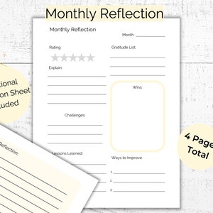 Monthly Reflection Printable Template. Use This PDF Worksheet | Etsy