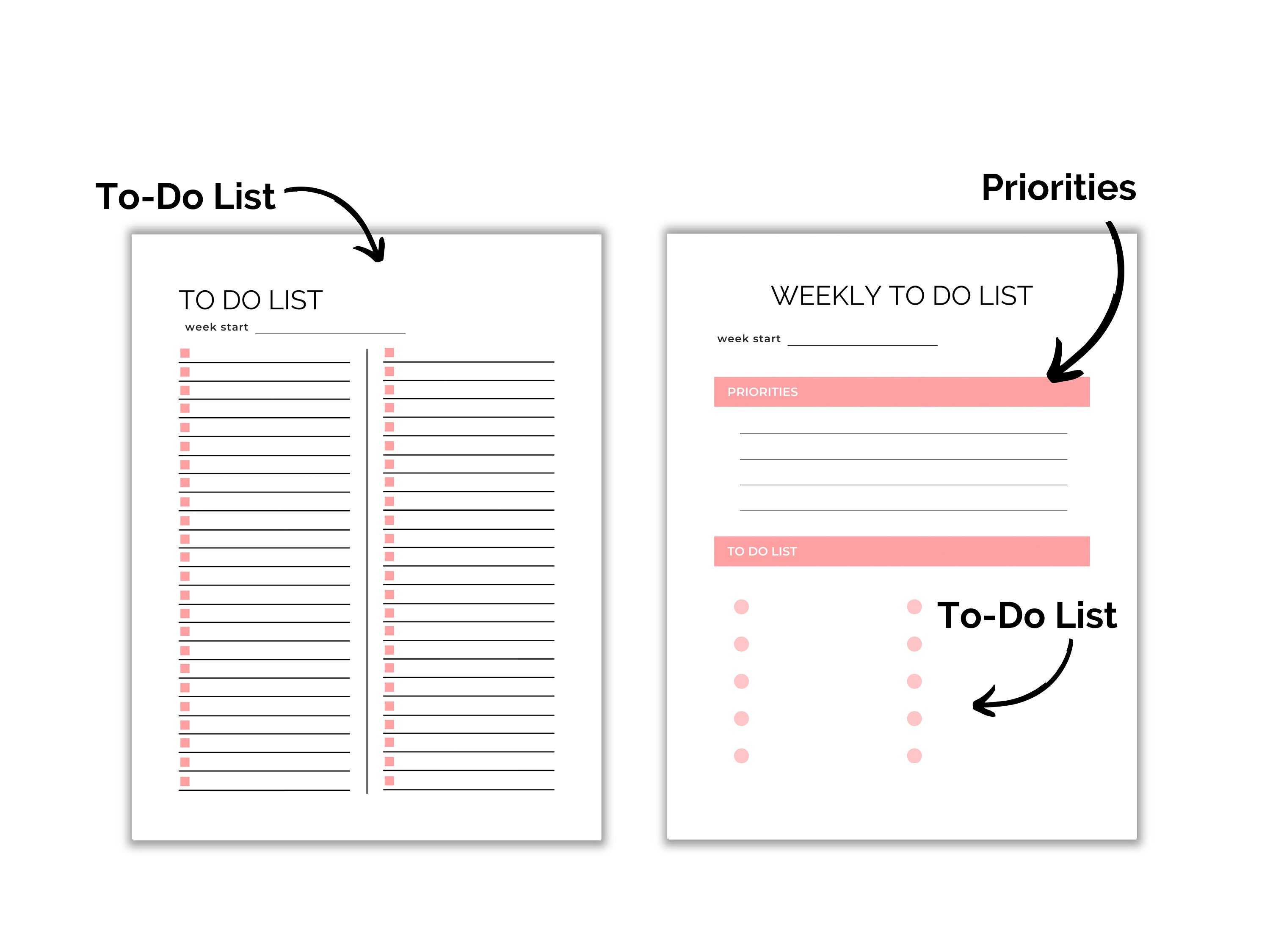 Weekly Planner Printable. Weekly to Do List Style. Use It as a Simple ...