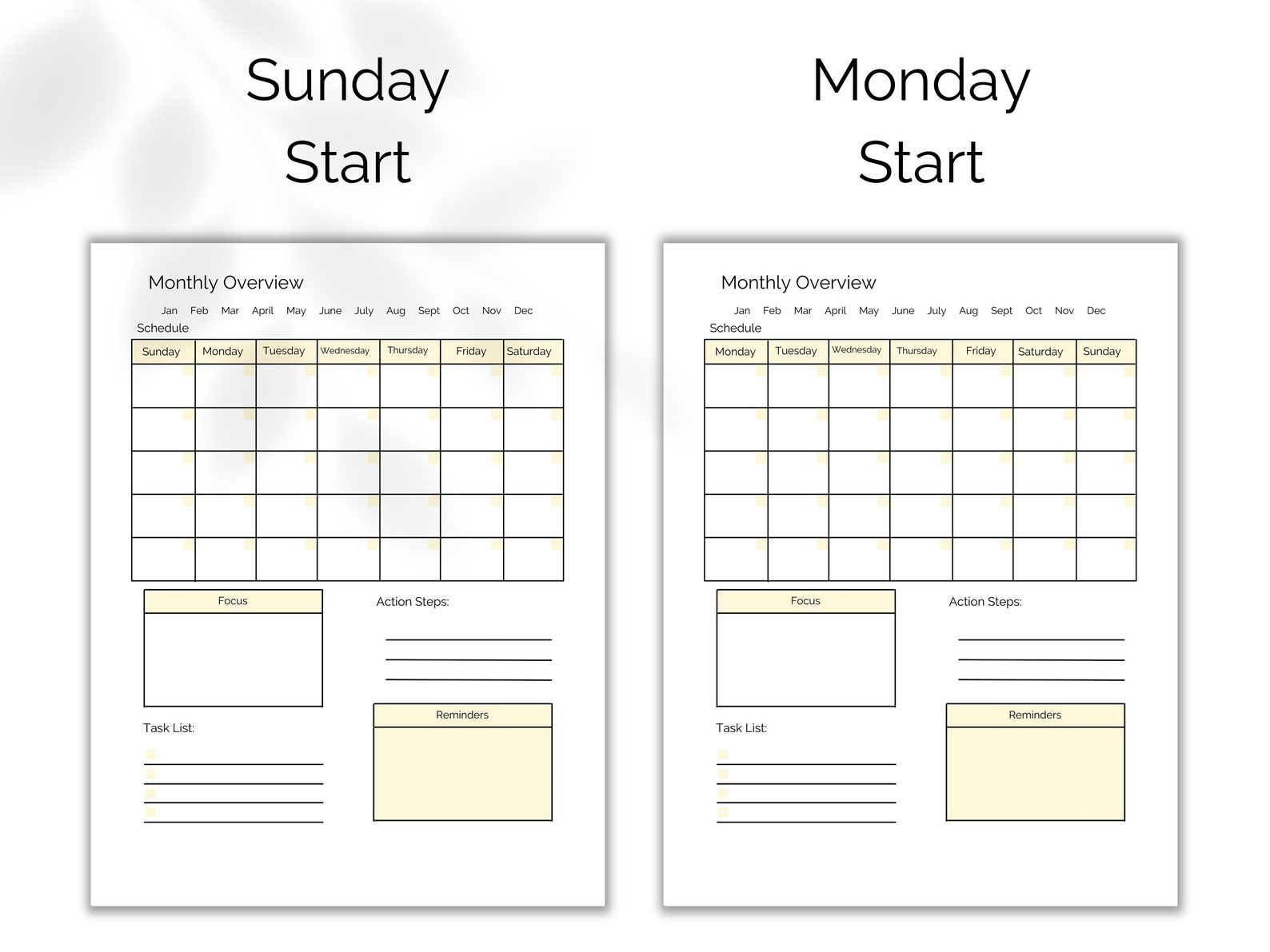 Monthly Overview Planner Printable. Month on One Page PDF. Has a Blank ...