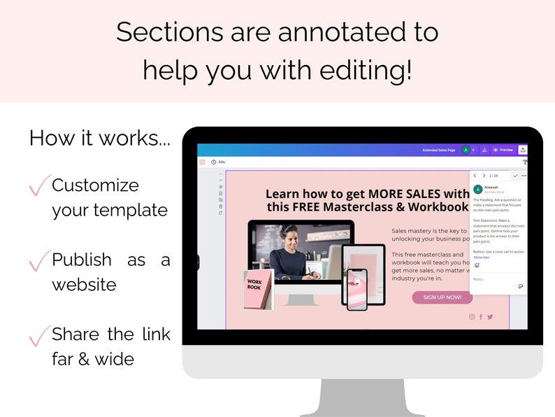 Canva Sales Page Template. Online Course Launch Template. - Etsy