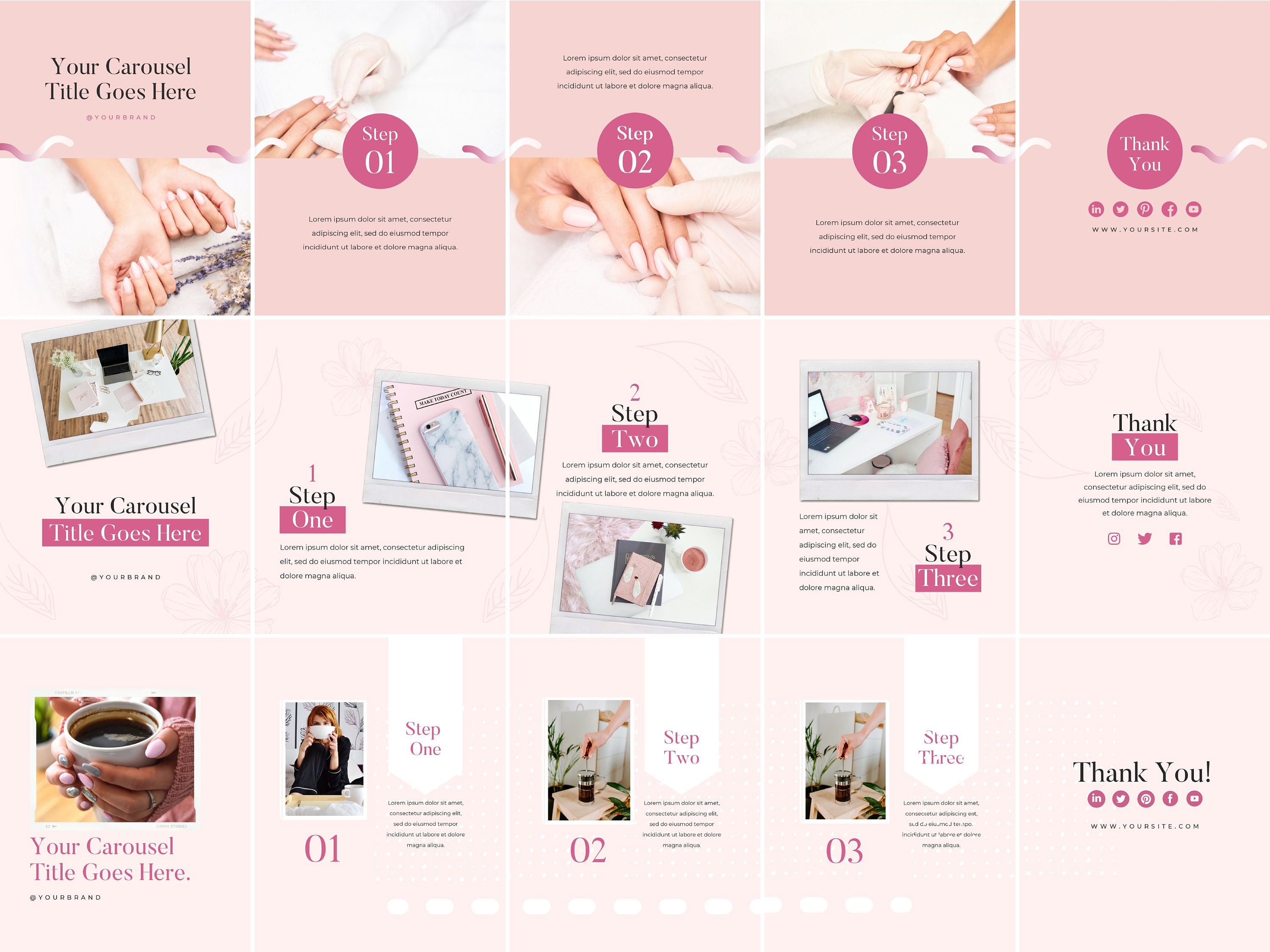 Instagram Carousel Template. Instagram Template. Pink Instagram Posts ...